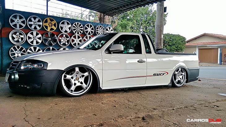 Saveiro Surf rebaixado com rodas Volcano Stuttgart aro 18 « Carros DUB